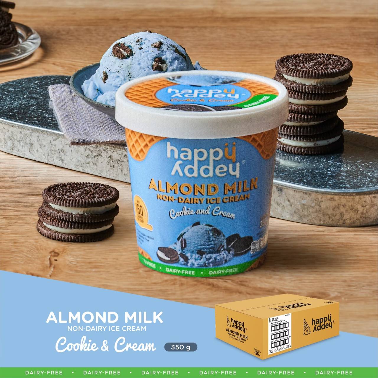 ไอศกรีมนมอัลมอนด์ สูตรคุกกี้แอนด์ครีม 350g x 6 Cups (Cookie & Cream ...
