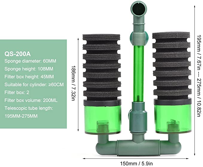 QANVEE QS-200A Bio Sponge Filter กรองฟองน้ำ | Ninekaow.com