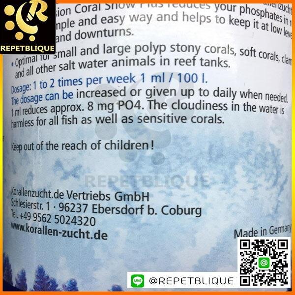 ZEOvit Coral Snow Plus 250 ml ลดตะไคร่ในตู้ทะเล by REPETBLIQUE ...