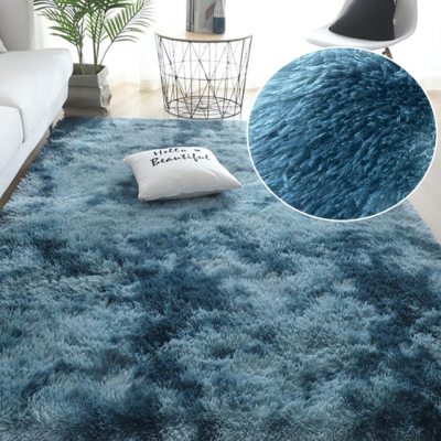 Fluffy Hairy Carpet In The Living Room Stripe Soft Bedside Rugs For ...