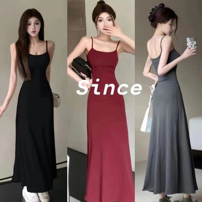 Since🍒Spice girl เดรสสายเดี่ยวเอวสูง กระโปรงยาว แมตช์ได้กับทุกชุด