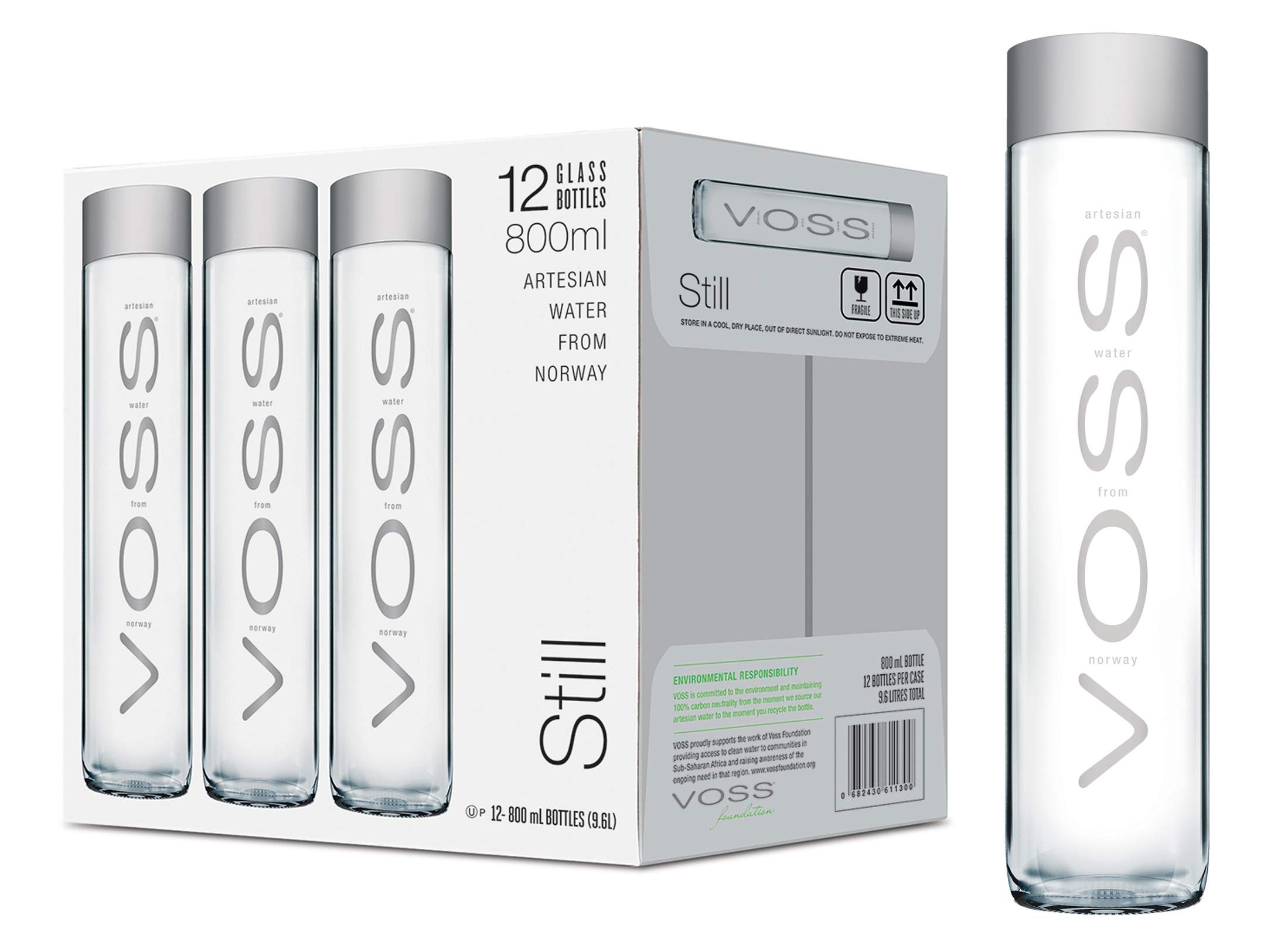 Voss Mineral Water Still Glass 800 ml. 12 Bottle น้ำแร่ธรรมชาติ VOSS ...