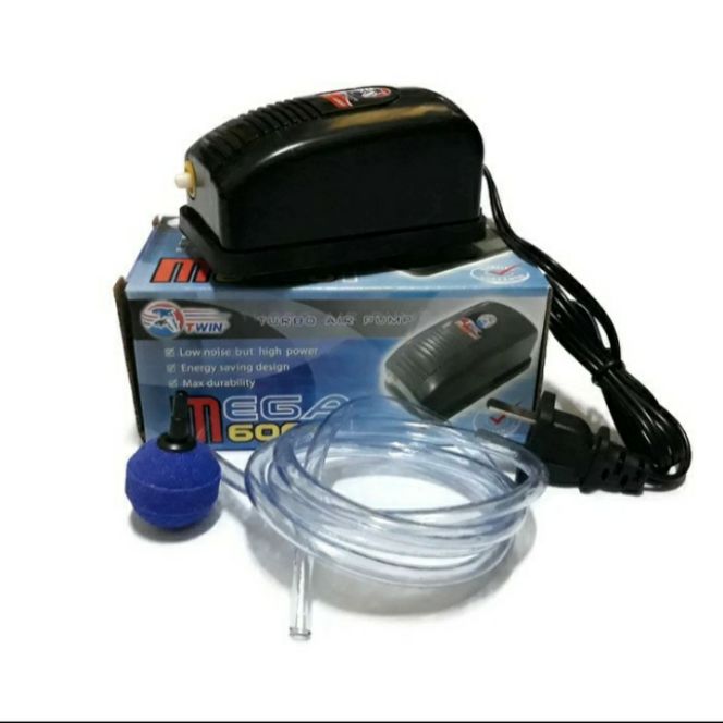 ปั๊มลม ปั๊มออกซิเจน 1 ทาง Mega 6000 สำหรับเลี้ยงกุ้งปลา คุณภาพดี แข็งแรงทนทาน พร้อมอุปกรณ์ ...