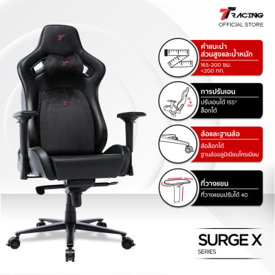 TTRacing Surge X Gaming Chair เก้าอี้เกมมิ่ง นั่งสบาย ปรับเอนได้ 155 ...