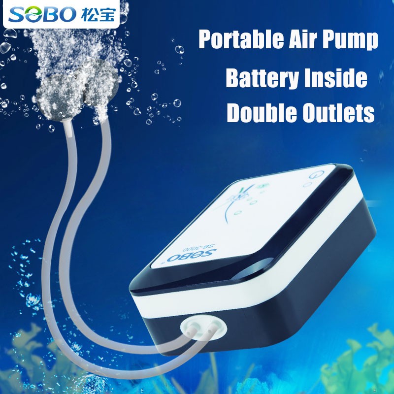 SOBO SB-4000 ปั๊มลมสำรองไฟ (รุ่นหัวUSB) 2ทาง | Ninekaow.com