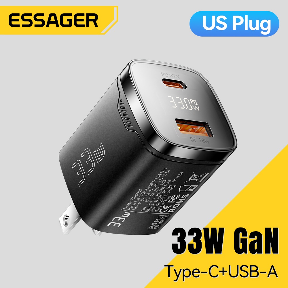 Essager 33W GaN USB C Charger Digital Display PD Fast Charging For ...