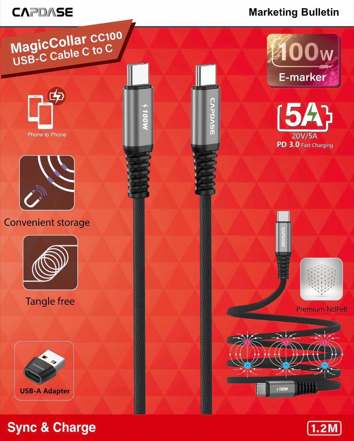 CAPDASE USB Cable Sync Charge Type C To C MagicCollar Cc100 5A