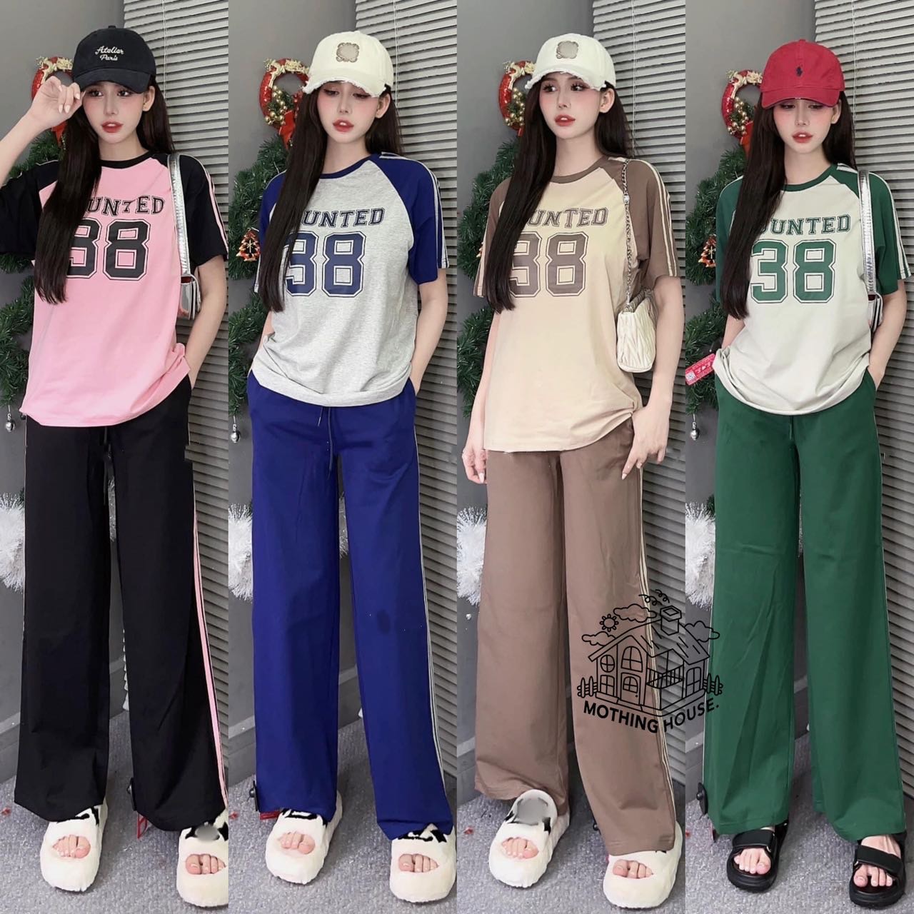 ชุดเซ็ทแฟชั่น เสื้อ+กางเกงขายาวผู้หญิงมาใหม่ YF4000