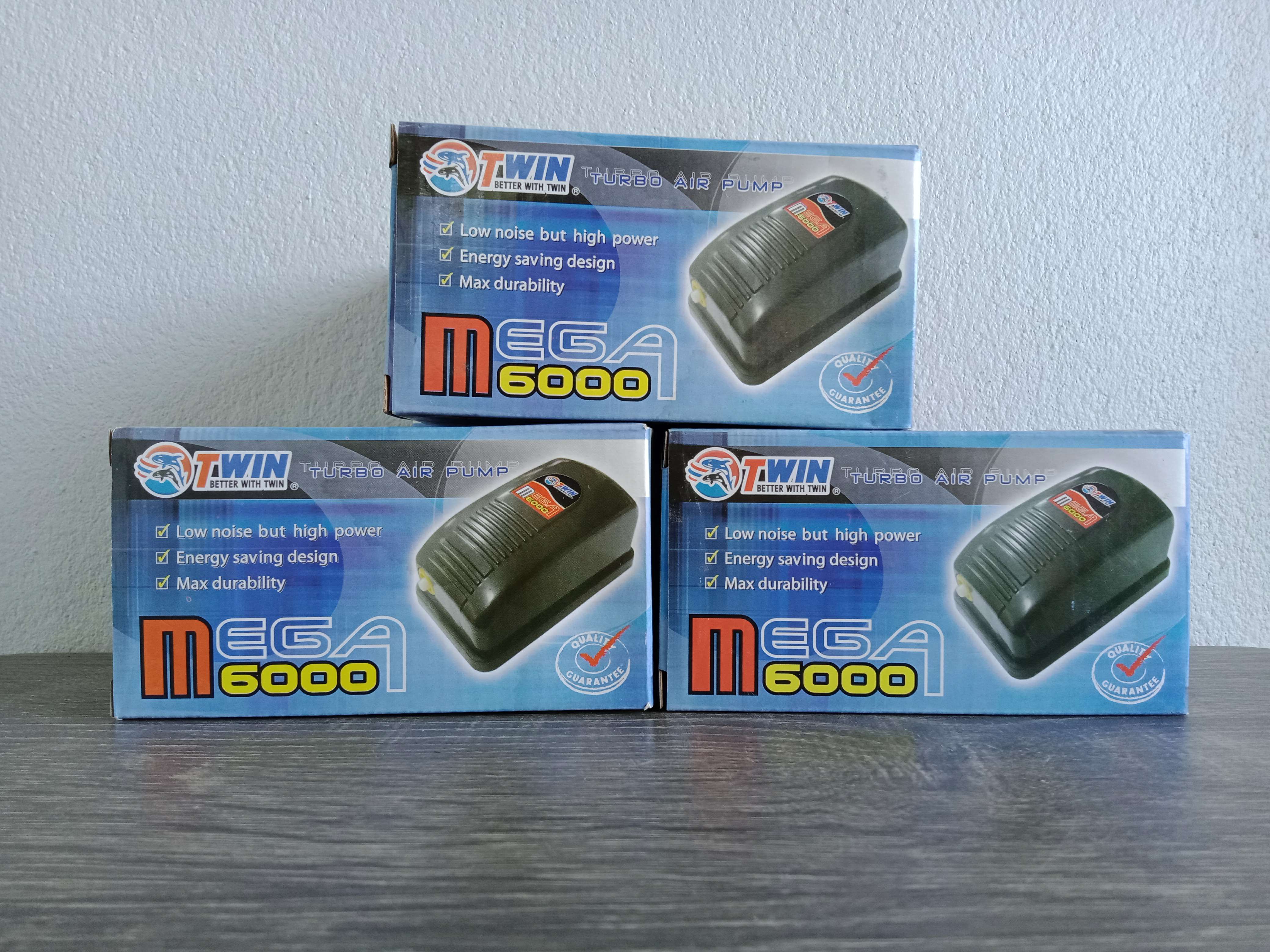 ปั้มลม TWIN MEGA 6000 / สำหรับตู้ปลา ขนาด10-20 นิ้ว | Ninekaow.com